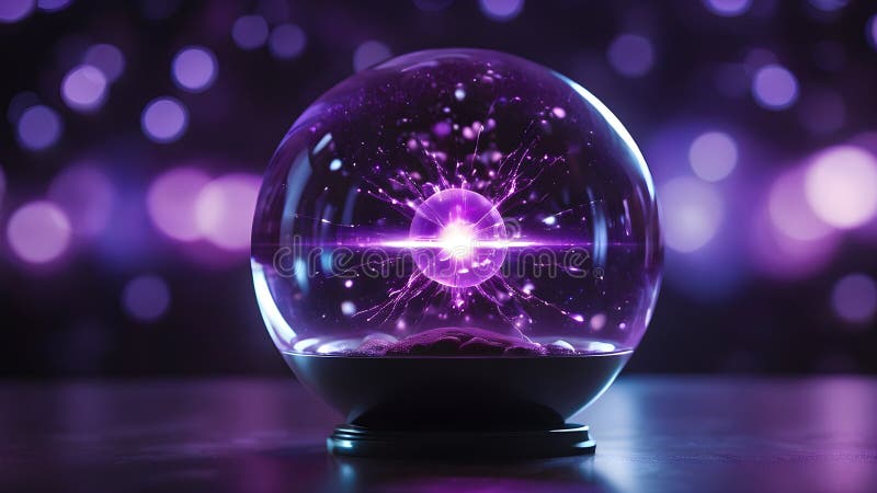 Mystical Plasma Crystal Orb with Purple Waves and Rays of Fire Inside ...