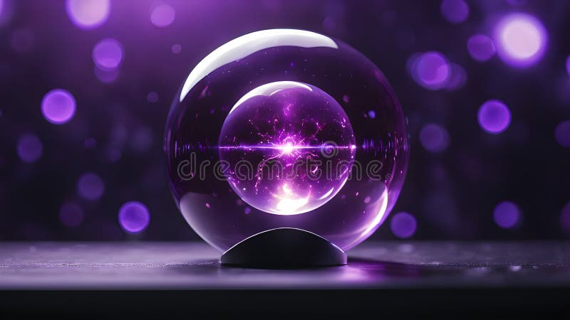 Mystical Plasma Crystal Orb with Purple Waves and Rays of Fire Inside ...