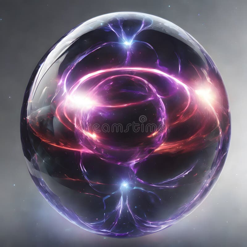 Mystical Plasma Crystal Orb with Purple Waves and Rays of Fire Inside ...