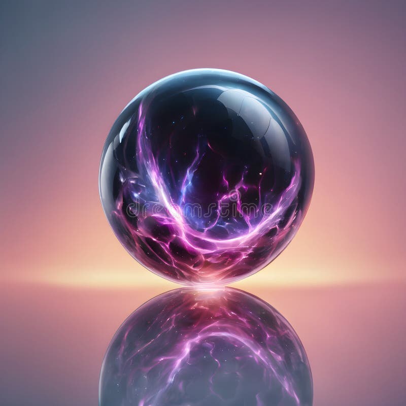 Mystical Plasma Crystal Orb with Purple Waves and Rays of Fire Inside ...