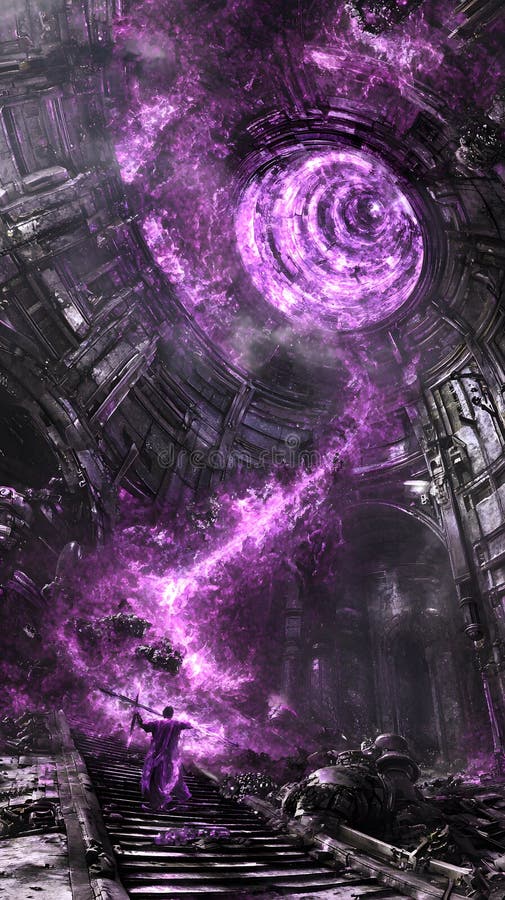 Mystical Portal in a Dark, Eerie Setting Stock Illustration ...