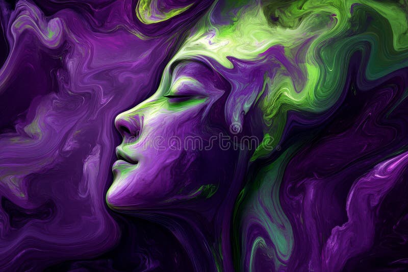 A Mystical Portrait Featuring Vibrant Colors and Intricate Abstract ...