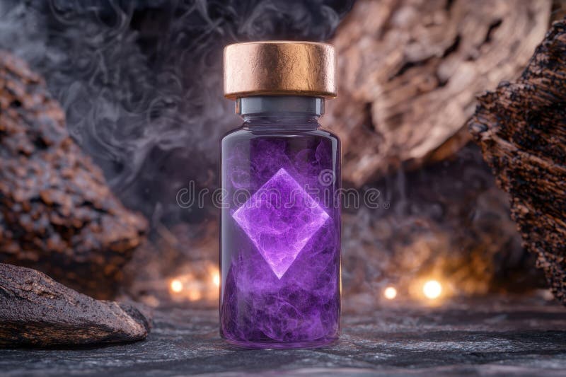 Mystical Potion Bottle with Purple Crystal Stock Illustration ...
