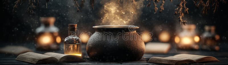 A Mystical Potion Brewing in a Dark, Enchanting Setting, Surrounded by ...