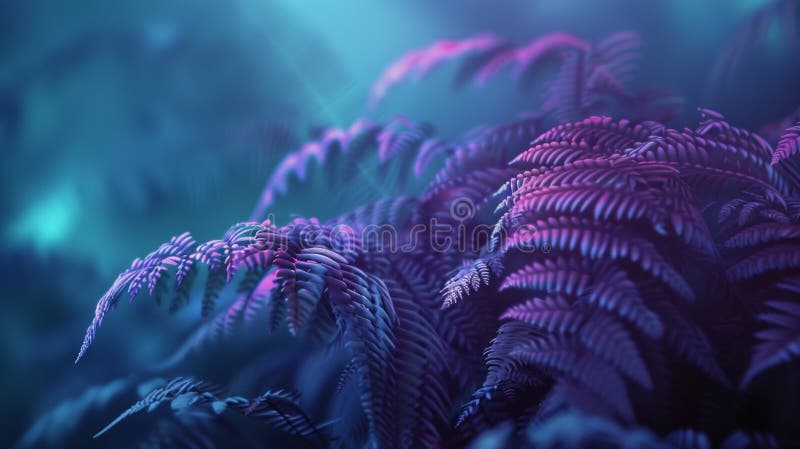 Mystical Purple Ferns in Blue Light, Abstract Nature Background Stock ...