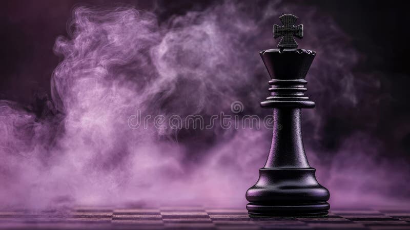 Mystical Purple Smoke Surrounds a Dark yet Elegant King Chess Piece ...