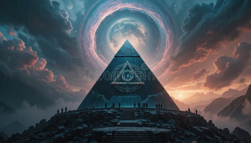 Mystical Pyramid with Radiant Light Beam Stock Illustration ...