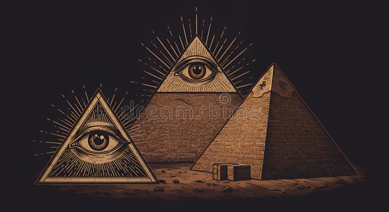 Illustrative Pyramids with Eyes Symbolizing Mysticism and Ancient ...