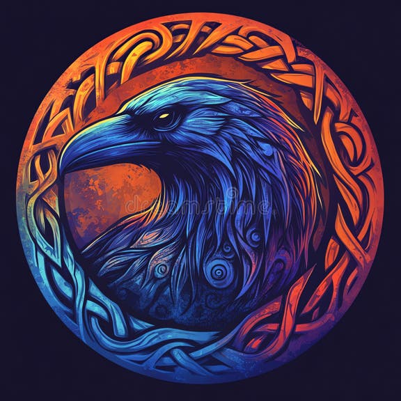Mystical Raven in Celtic Knotwork Circle Stock Photo - Image of design ...