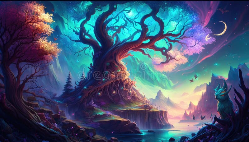 The Mystical Realms of Enchantment. Generative AI Stock Illustration ...