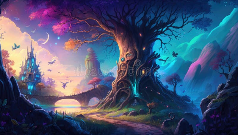 The Mystical Realms of Enchantment. Generative AI Stock Illustration ...