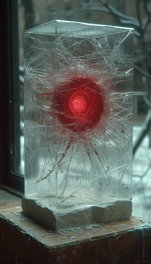 Mystical Red Glowing Object in a Rectangular Glass Tank Stock Photo ...