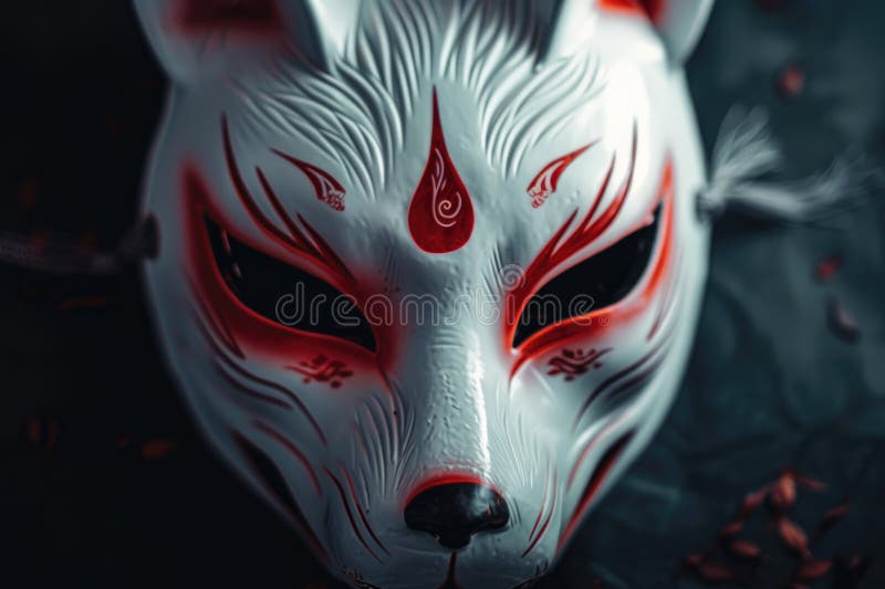 Mystical Red and White Fox Mask Stock Image - Image of white, festival ...