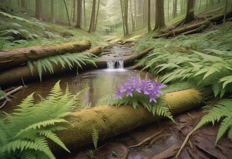 A Mystical, Richly Detailed Spring Landscape Stock Illustration ...