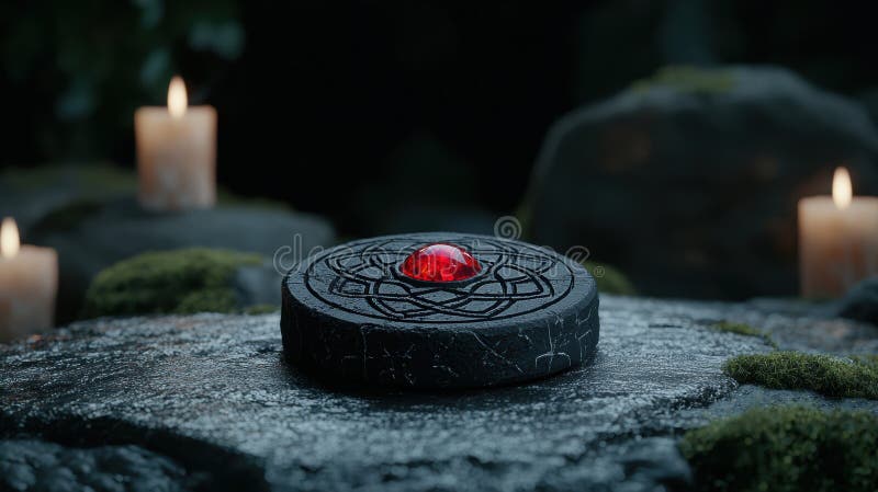 Mystical Ritual Object with Glowing Red Gem Stock Illustration ...