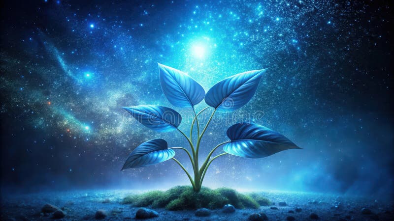 A Mystical Sapling Under a Starry Night Sky, Illuminated by Celestial ...