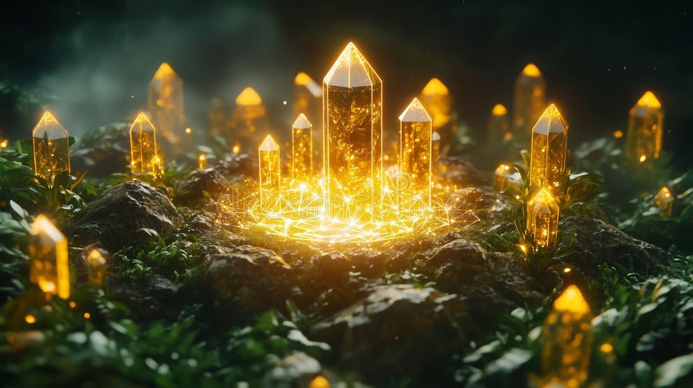 A Mystical Scene with a Crystal Grid, Enhancing Luck Stock Photo ...