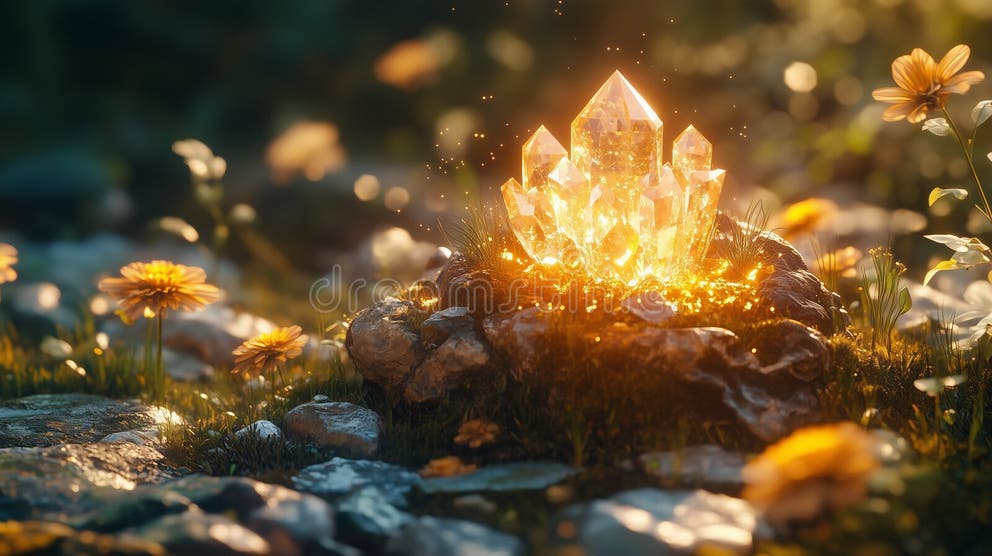 A Mystical Scene with a Crystal Grid, Enhancing Luck Stock Photo ...