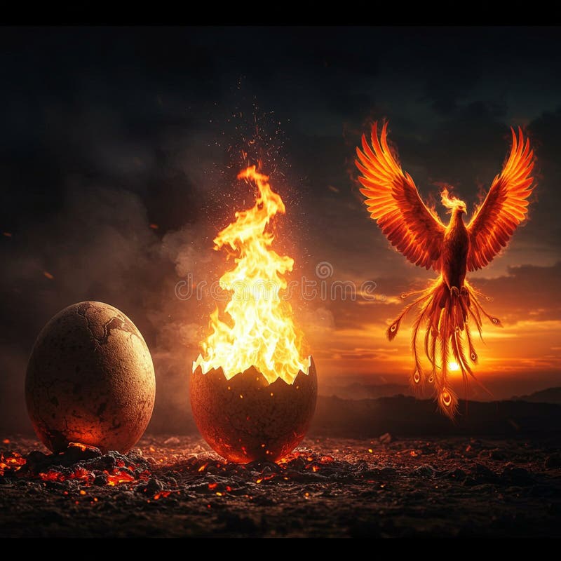 A Mystical Scene Features a Phoenix (mythical Bird) Emerging from a ...