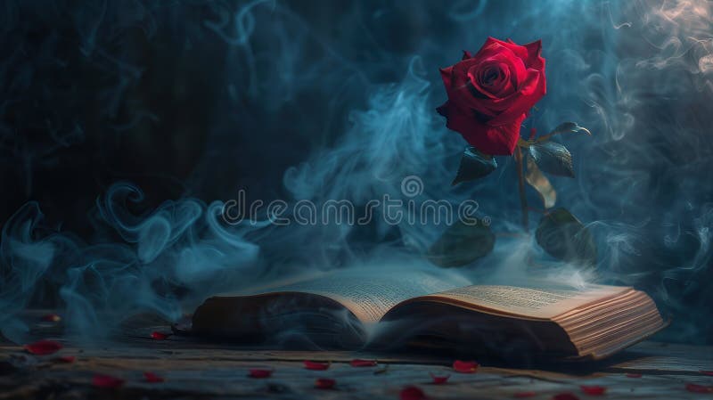 A Mystical Scene with a Rose, Book, and Smoke Very High Resolution ...