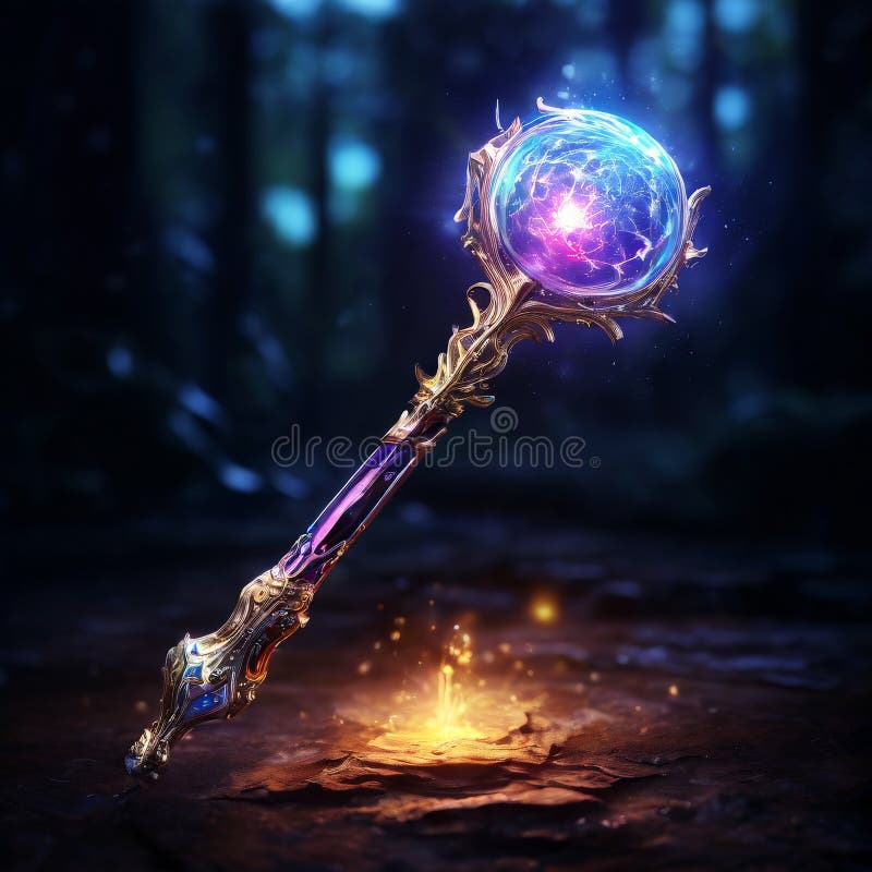 Mystical Scepter with Glowing Orb in Forest Setting Stock Photo - Image ...