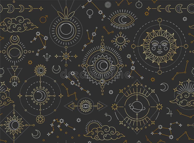 Mystical seamless pattern stock vector. Illustration of star - 269270818