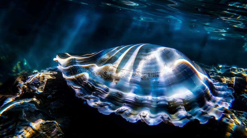 Mystical Seashell Underwater with Ethereal Light Effects. Generative Ai ...