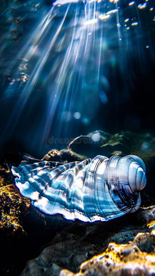 Mystical Seashell Underwater with Ethereal Light Effects. Generative Ai ...