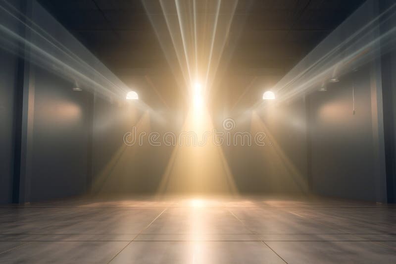 Mystical Showcase Room or Studio with Volumetric Light Rays Stock ...
