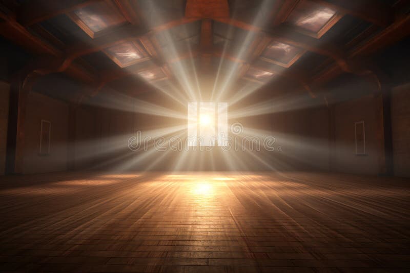 Mystical Showcase Room or Studio with Volumetric Light Rays Stock ...