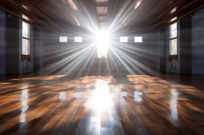 Mystical Showcase Room or Studio with Volumetric Light Rays Stock ...