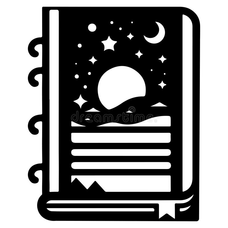 A Mystical Spiral Notebook Silhouette Stock Vector - Illustration of ...