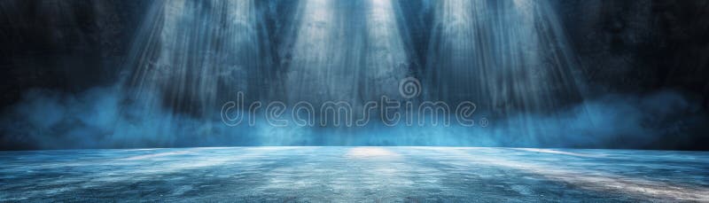 Mystical Stage with Beams of Light Shining through Mist, Creating an ...