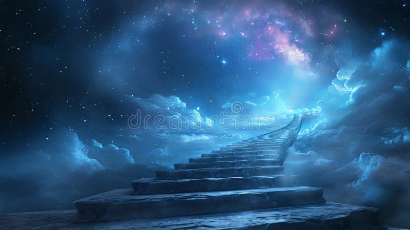Mystical Staircase To the Stars Stock Illustration - Illustration of ...