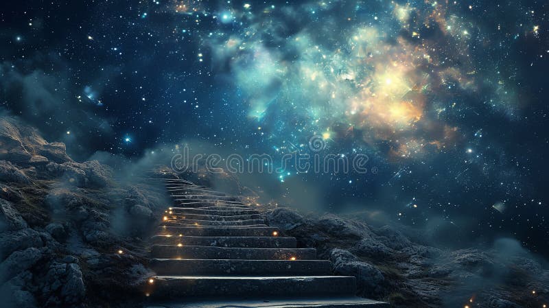 Mystical Staircase To the Stars Stock Photo - Image of astronomy, light ...
