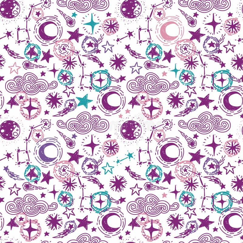 Mystical Starry Night Sky Over Forest Stock Illustration - Illustration ...