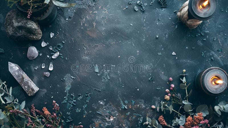 Mystical Still Life Composition with Candles and Crystals Stock Image ...