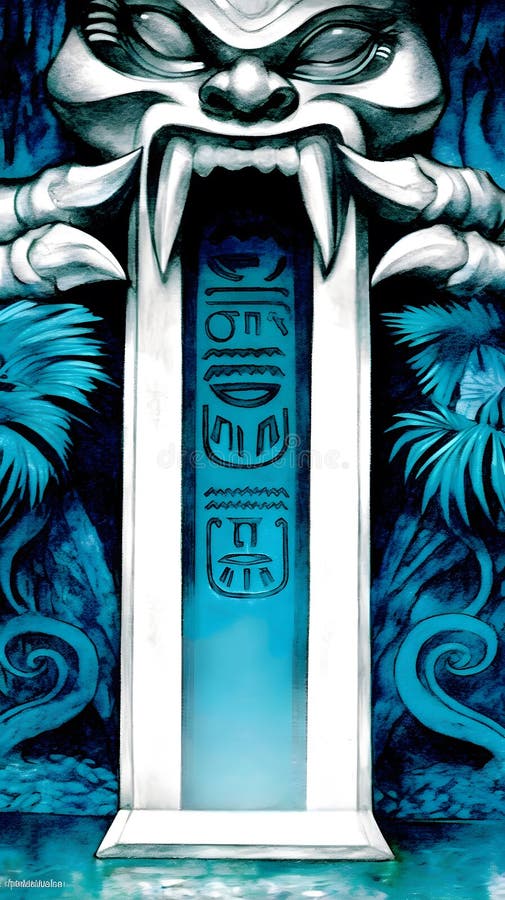 Mystical Stone Gateway with Ancient Carvings Stock Illustration ...