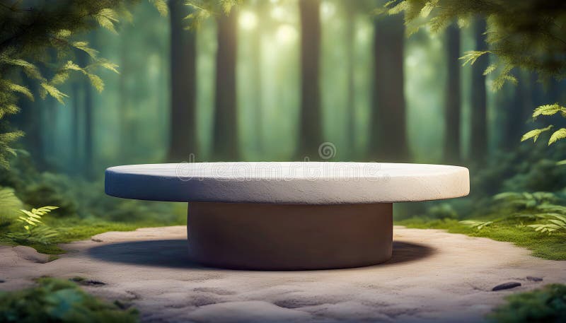 Mystical Stone Table in Enchanted Forest Clearing Stock Illustration ...