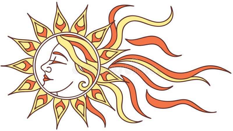 Mystical Sun with Face and Rays, Ancient Celestial Art, Vector Design ...