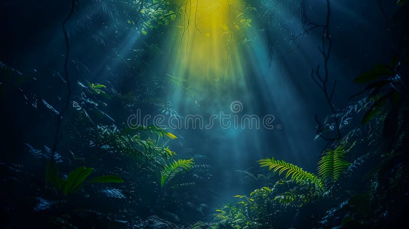 Mystical Sun Rays Shining through Dense Tropical Jungle Stock ...