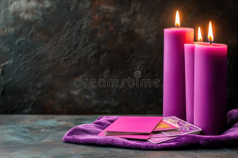 Mystical Tarot Reading Setup Burning Candles Empty Table Stock Photos ...