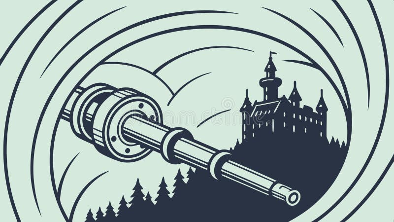 Mystical Telescope and Castle in Swirling Vortex, Vector Design ...
