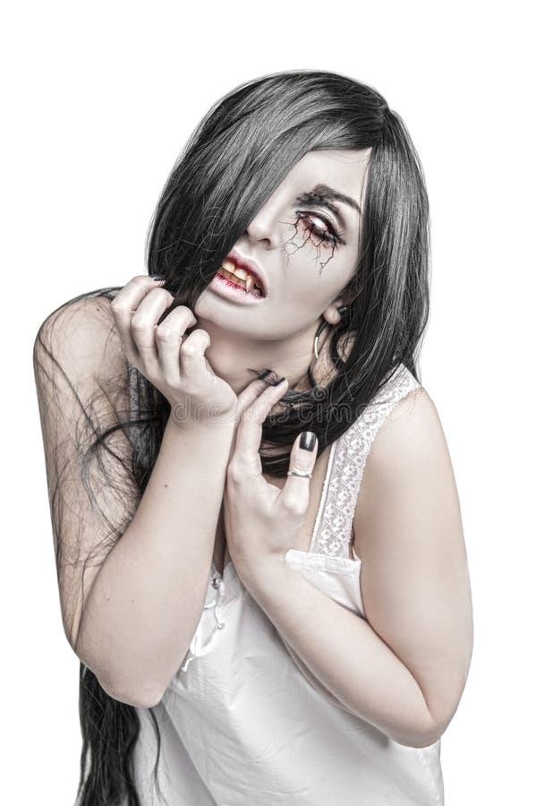 Mystical Terrible Ghost Woman Portrait Stock Photo - Image of head ...