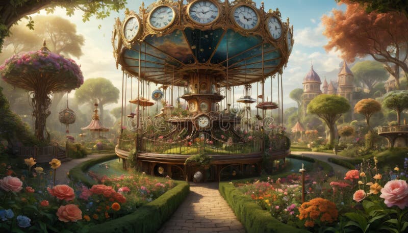 Mystical Timekeeper Garden stock image. Image of fantasy - 314038621