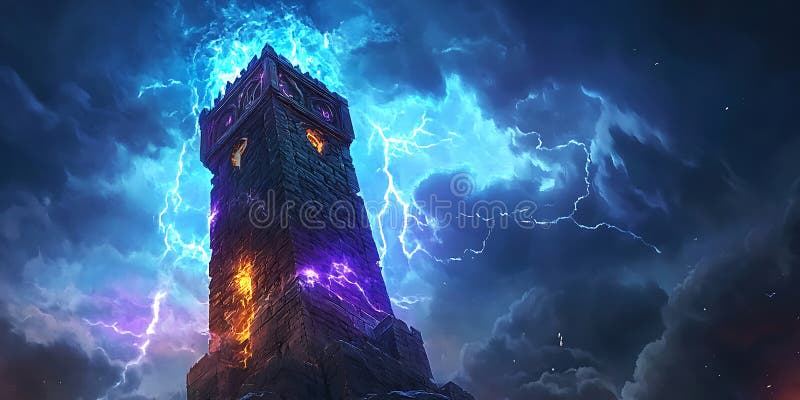 Stunning Fantasy Tower Night Sky Artwork Stock Illustrations – 151 ...