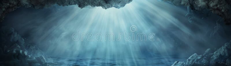 Mystical Underwater Cave with Light Rays Shining through the Opening ...