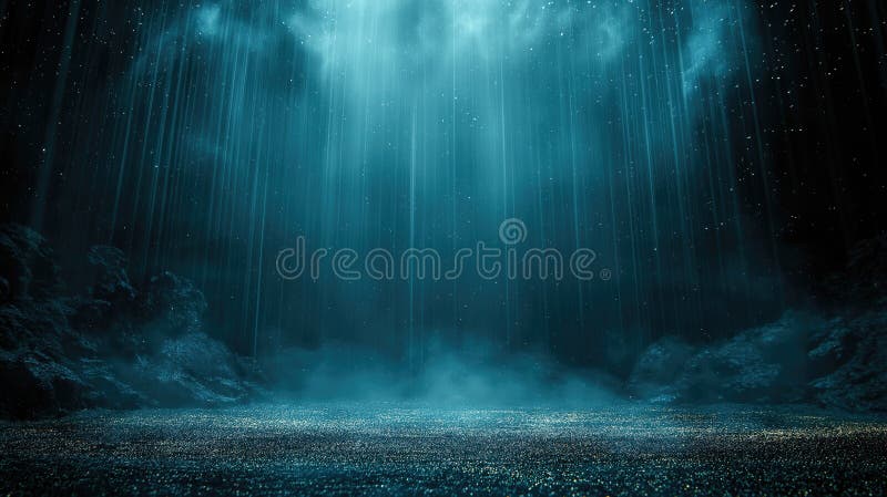 Mystical Underwater Cave with Light Rays and Sparkling Sediment Stock ...