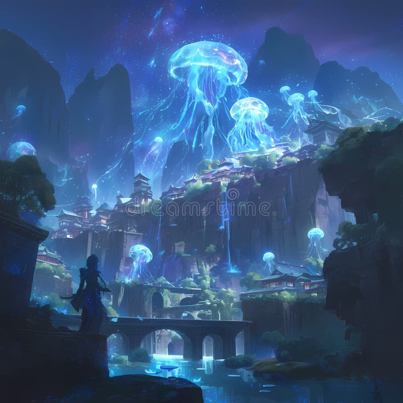 Mystical Underworld Fantasy Landscape Stock Illustration - Illustration ...