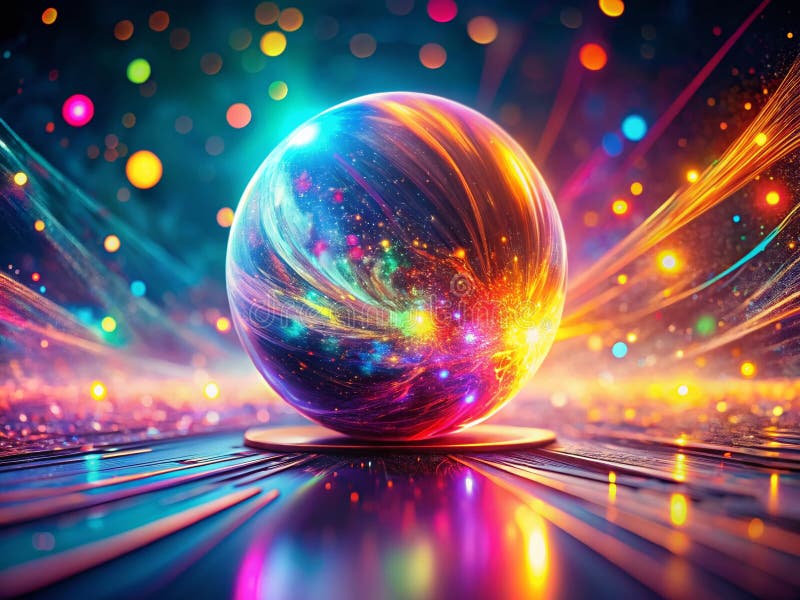 Mystical Urban Exploration Abstract Glowing Sphere with Energy Beams a ...